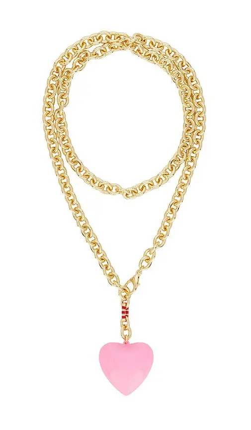 ROXANNE ASSOULIN Happy Heart Pendant Necklace - Gold & Pink