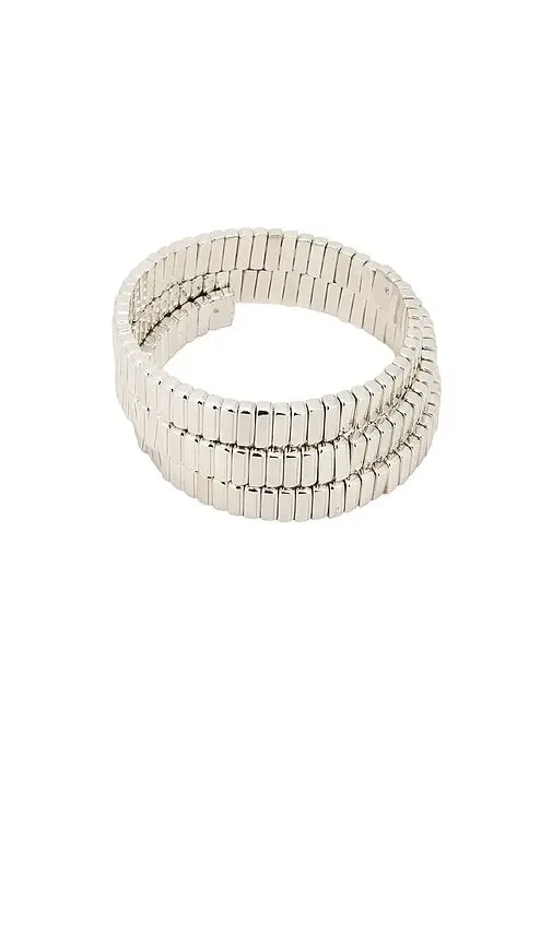 ROXANNE ASSOULIN Flat Cobra Triple Wrap Bracelet - Silver