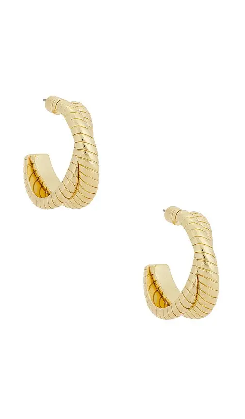 ROXANNE ASSOULIN Double Cobra Hoop Earrings - Gold