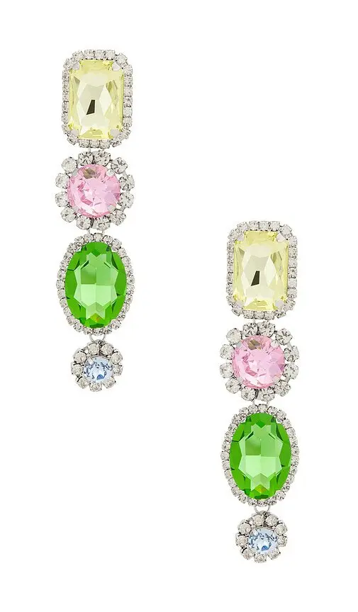 AREA Crystal Drop Earrings - Pastel Multi