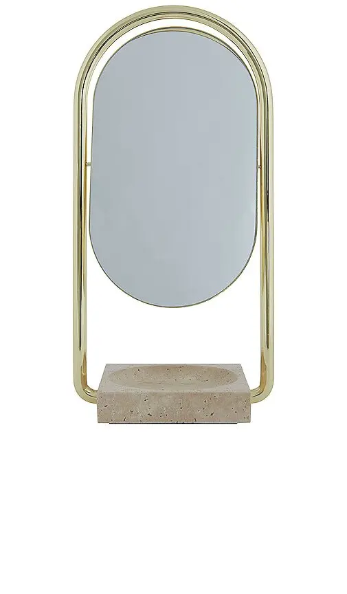 AYTM Angui Table Mirror - Travertine & Gold
