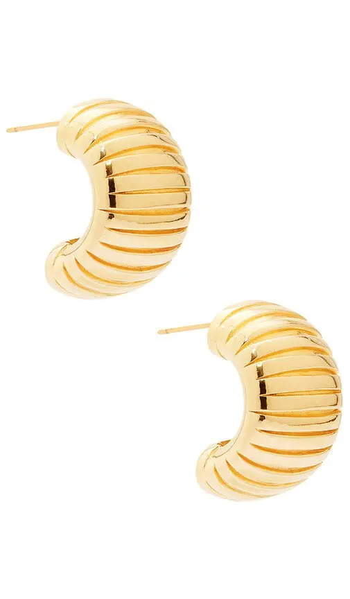 MEGA Small Step Hoop Earrings - 14k Yellow Gold Plated