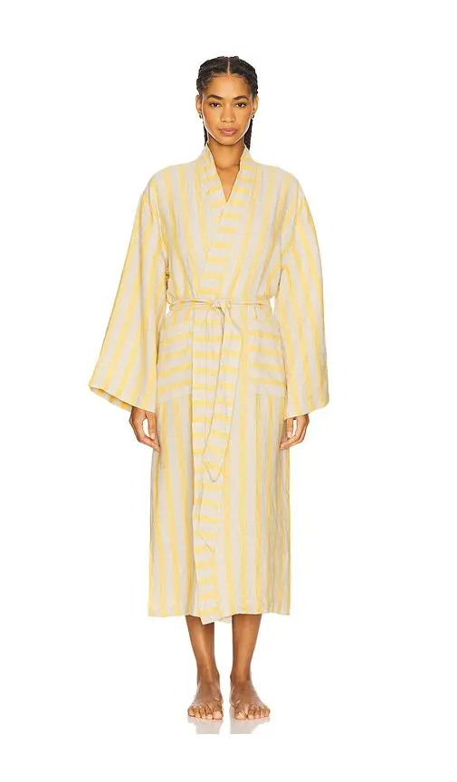 PARACHUTE Linen Stripe Robe - Natural & Yellow