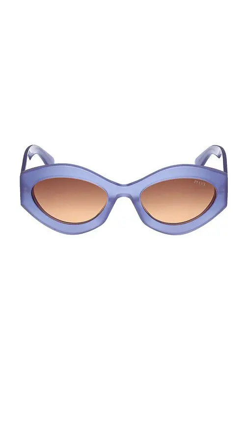 Emilio Pucci Oval Sunglasses - Shiny Opal Lavender & Brown