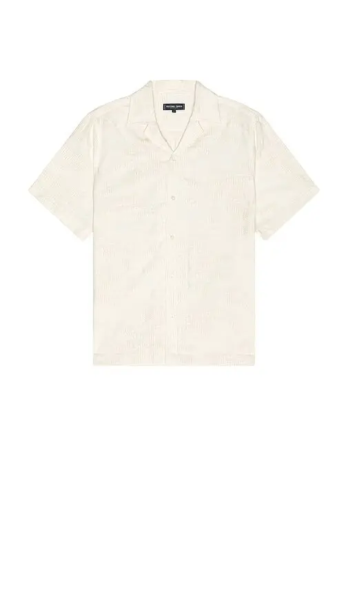Frescobol Carioca Franca Cotton Blend Raffia Jacquard Short Sleeve Shirt In Cream - Ivory