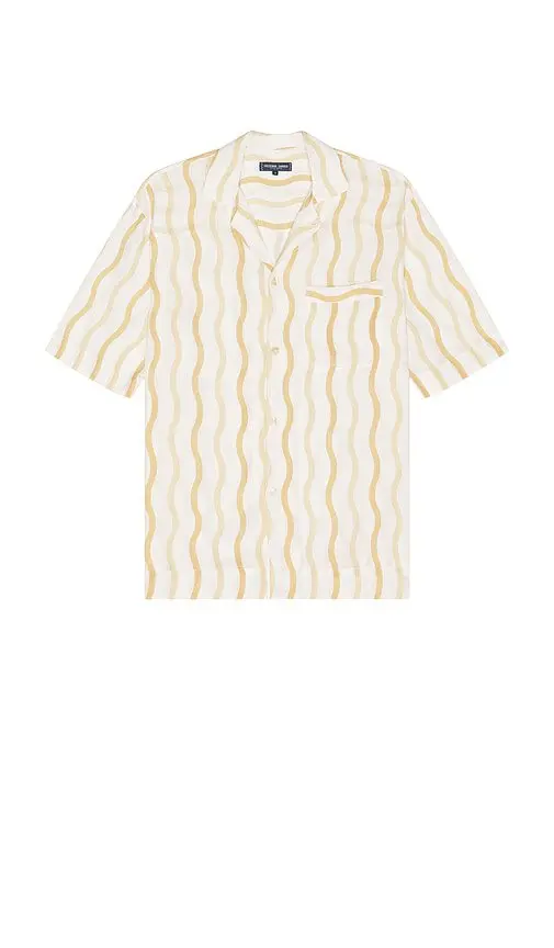 Frescobol Carioca Cassio Pyjama Short Sleeve Shirt Cabana Stripe Print In Cream - Ivory & Almond