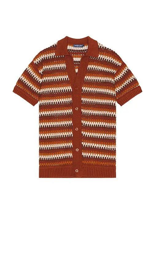 Frescobol Carioca Pinto Crochet Shirt In Brown - Silk Brown