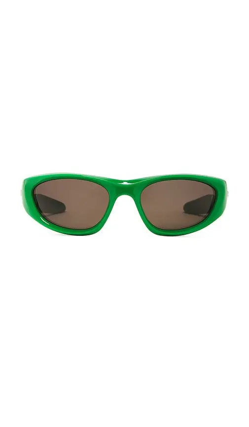 Bottega Veneta Mixed Materials Sunglasses - Green