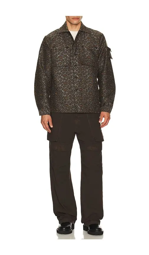 BEAMS Mil Camo Jacquard Shirt Jacket - Brown