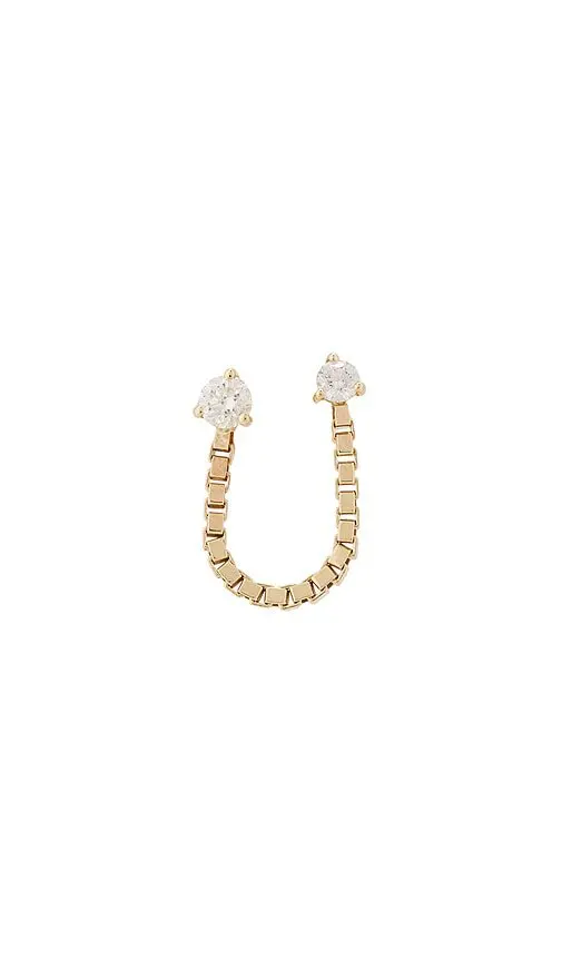 STONE AND STRAND Diamond Block Chain Double Stud Earring - 14k Yellow Gold & White Diamond