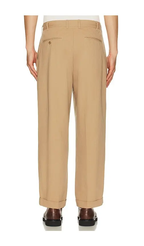 BEAMS Twill Pleated Trousers - Khaki