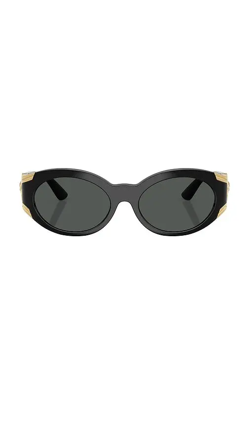 Versace Oval Sunglasses - Black & Dark Grey