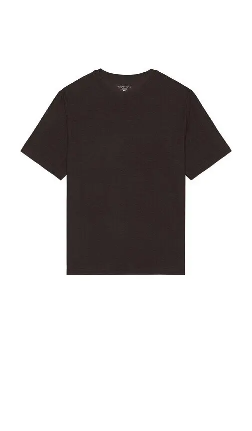Beyond Yoga Featherweight Always Beyond Crew Tee 2.0 In Brown - Dark Chocolate Heather