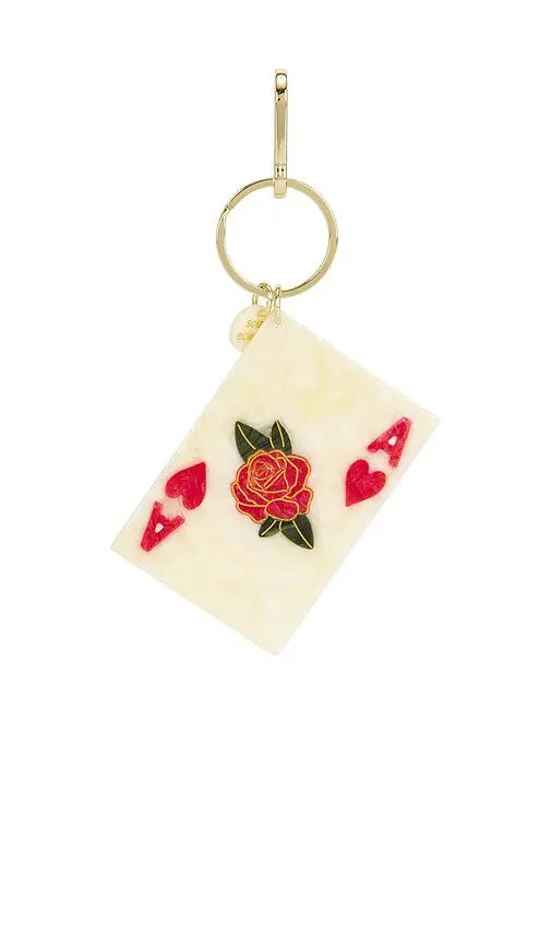 SOLAR ECLIPSE Hand-painted Ace Of Hearts Bag Charm + Keychain In Cream - N,a