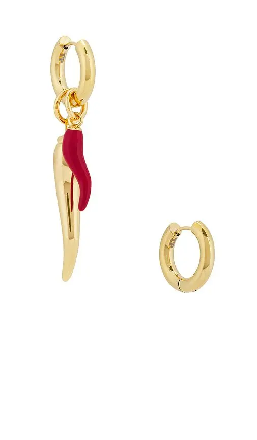 Timeless Pearly Double Chili Dangle Earrings - Red & Gold