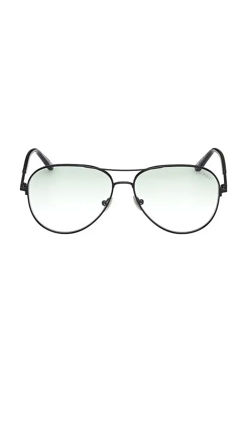 TOM FORD Clark Aviator Sunglasses - Shiny Black & Gradient Green