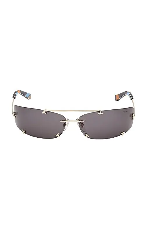 Emilio Pucci Rectangular Rimless Sunglasses - Shiny Gold Palladium & Smoke