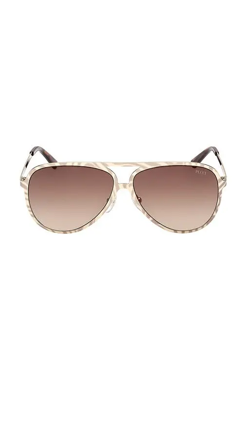 Emilio Pucci Pilot Sunglasses - Shiny Gold Marmo  Havana  & Brown
