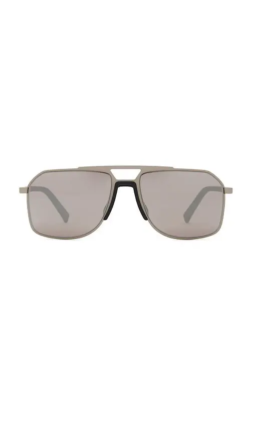 Prada Rectangular Sunglasses - Matte Silver & Purple Brown Mirror Silve