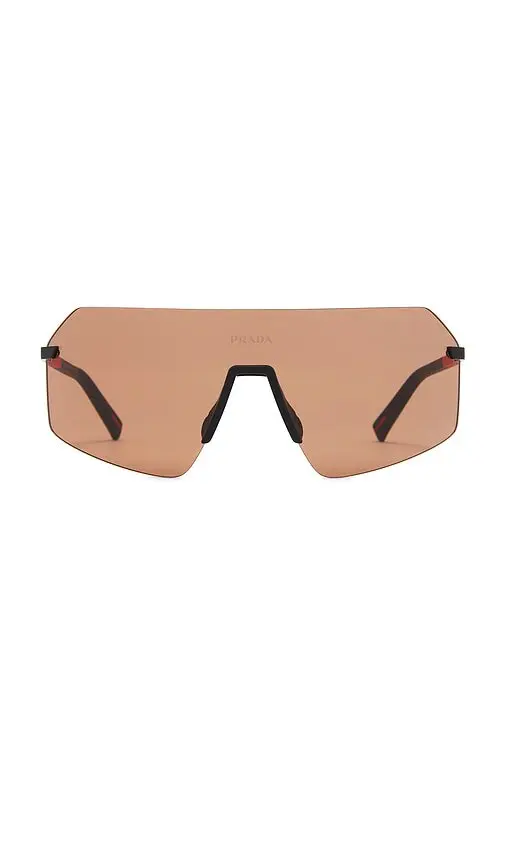 Prada Shield Sunglasses - Black & Solid Brown