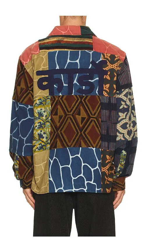 KARDO Luis Oversized Long Sleeve Shirt In Brown - Patchwork 08 Multi