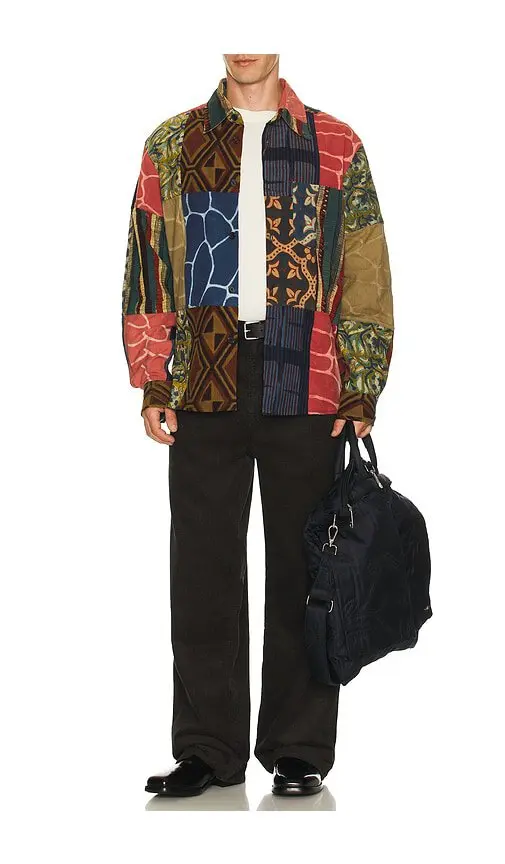 KARDO Luis Oversized Long Sleeve Shirt In Brown - Patchwork 08 Multi