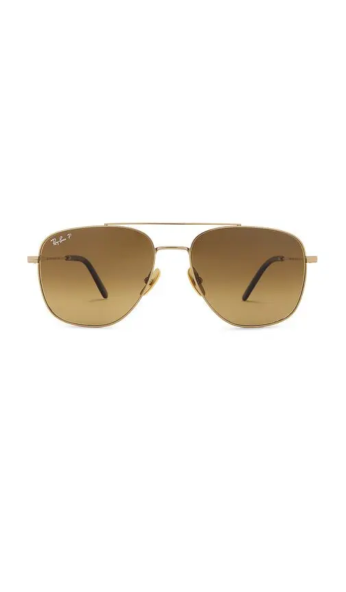 Ray-ban William Titanium Polarized Aviator Sunglasses - Gold