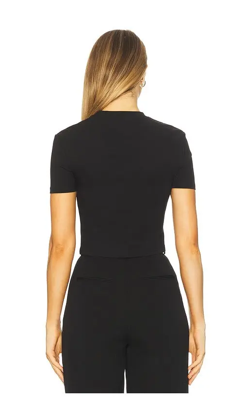 AREA Crystal Flower Cropped T-shirt - Black