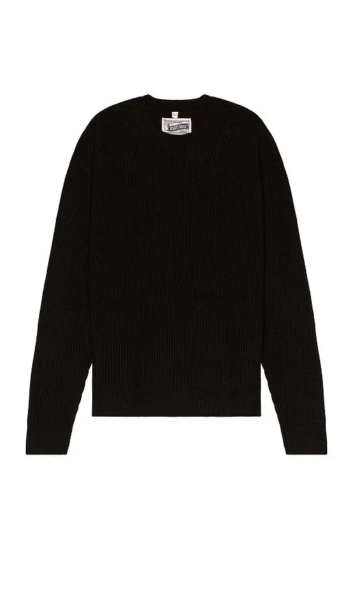 SCHOTT Ribbed Wool Crewneck Sweater - Black