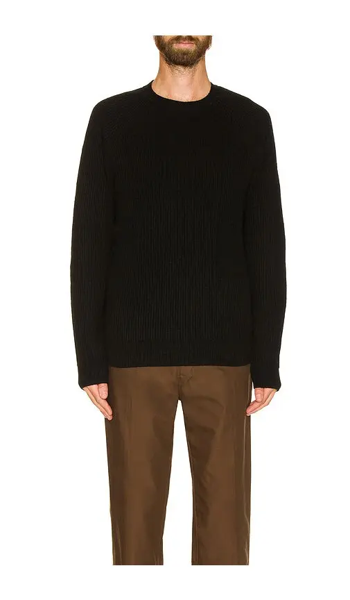 SCHOTT Ribbed Wool Crewneck Sweater - Black