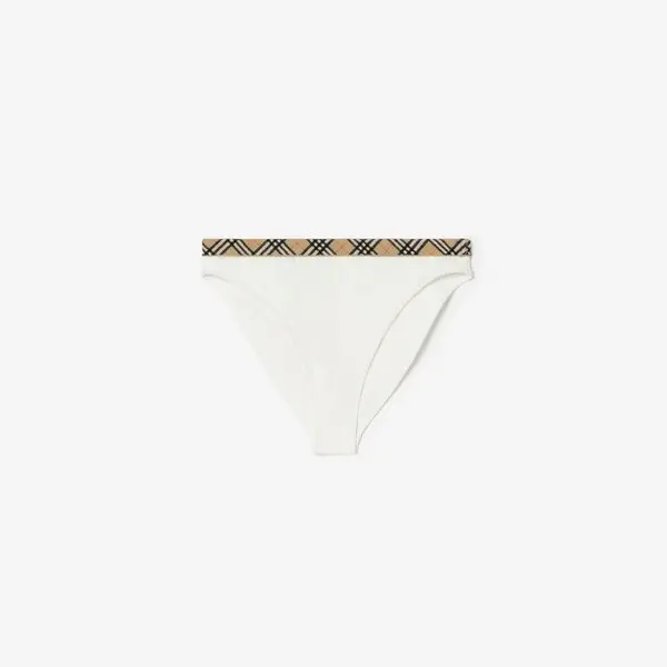 Burberry Check Trim Bikini Briefs - Chalk White