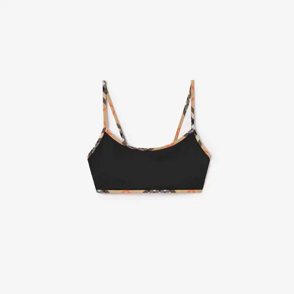 Burberry Check Trim Bikini Top - Black