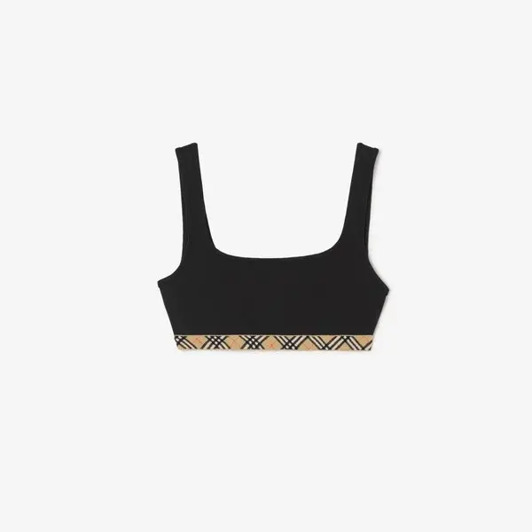 Burberry Check Trim Bikini Top - Black