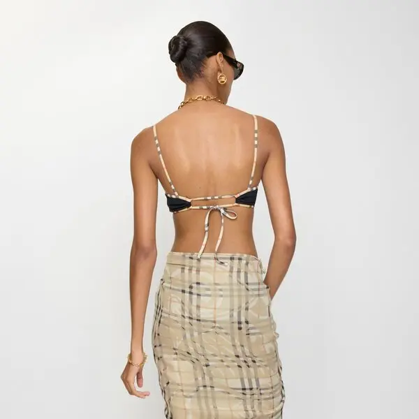 Burberry Check Trim Bikini Top - Black