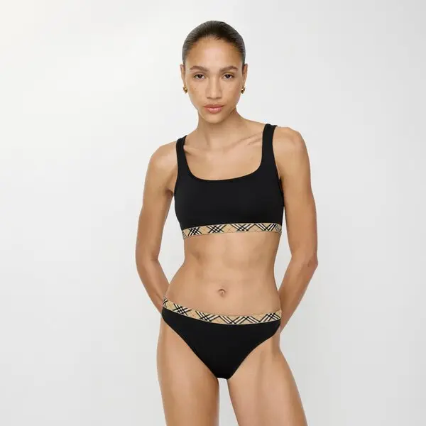 Burberry Check Trim Bikini Top - Black