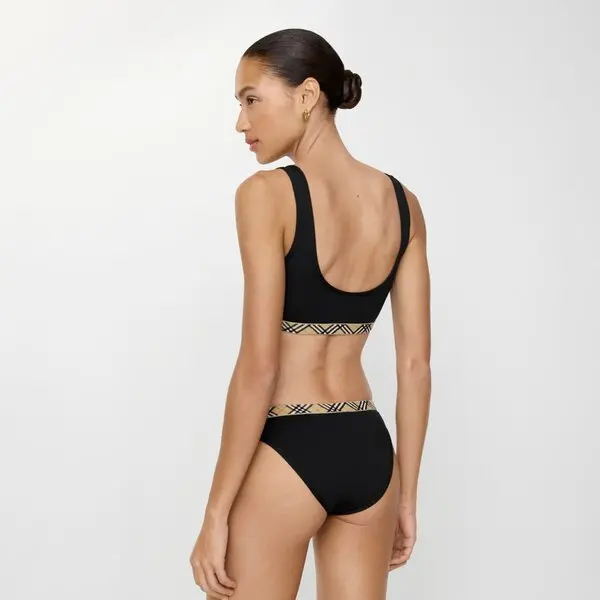 Burberry Check Trim Bikini Top - Black