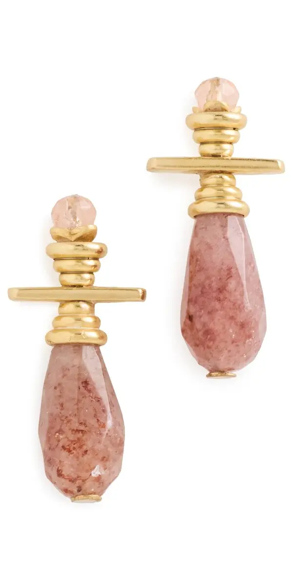 Brinker & Eliza Helen Earrings - Strawberry Quartz
