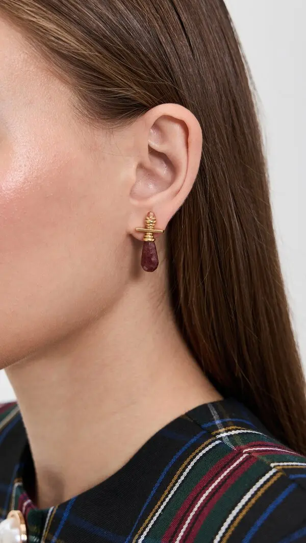 Brinker & Eliza Helen Earrings - Strawberry Quartz