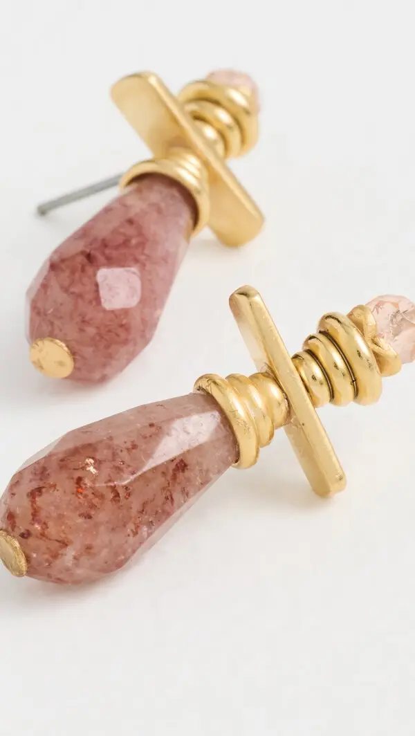 Brinker & Eliza Helen Earrings - Strawberry Quartz