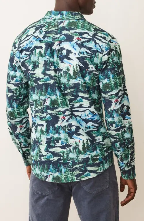 Marine Layer Fresh Tracks Winter Scene Cotton Button-up Shirt