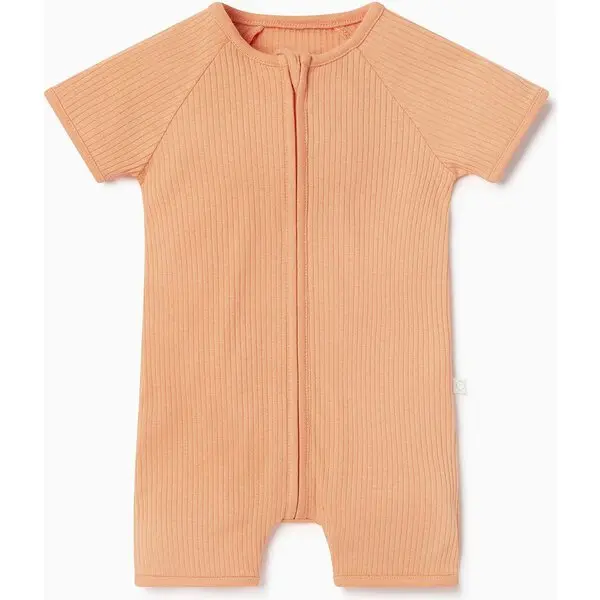 MORI Ribbed Zip-up Sleepsuit - Orange