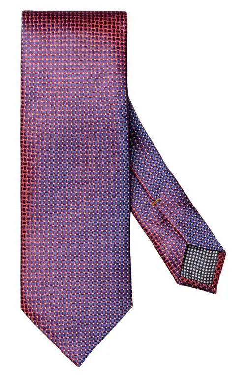 Eton Geometric Jacquard Silk Tie - Medium Red