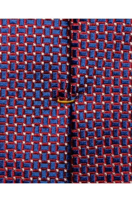 Eton Geometric Jacquard Silk Tie - Medium Red