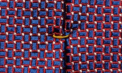 Eton Geometric Jacquard Silk Tie - Medium Red