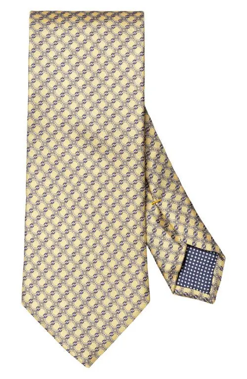 Eton Interlock Print Silk Neck Tie - Light Yellow