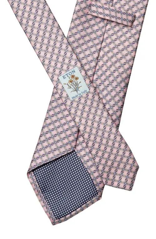 Eton Interlock Print Silk Neck Tie - Medium Pink