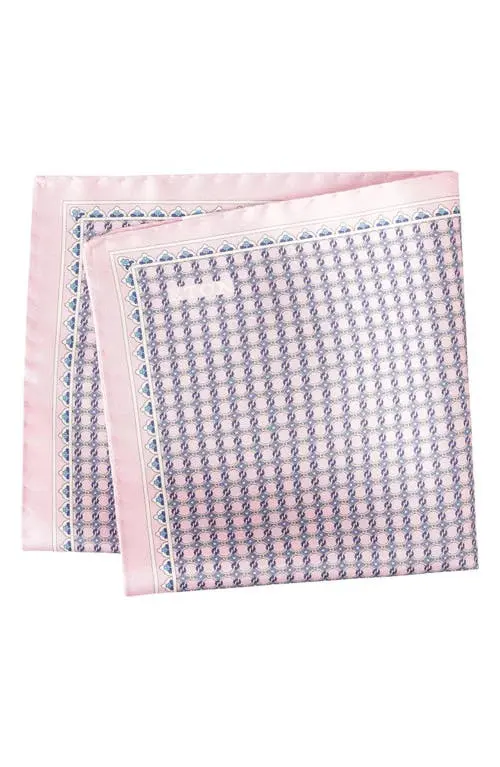 Eton Interlock Print Silk Twill Pocket Square - Medium Pink