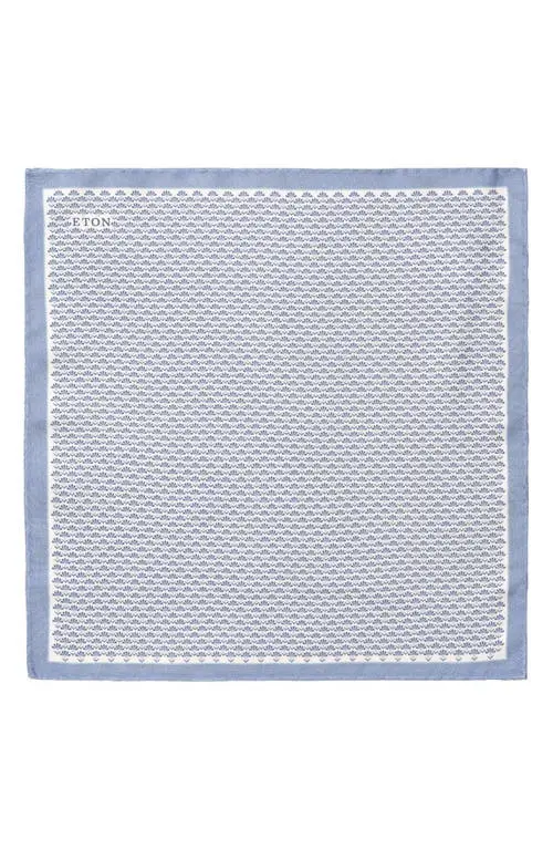 Eton Neat Floral Oxford Silk Pocket Square - Medium Blue