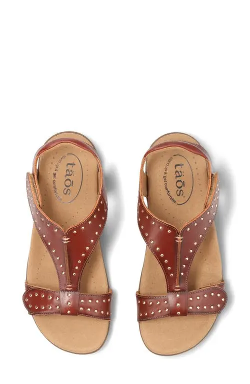 TAOS Studded Ankle Strap Sandal - Cognac