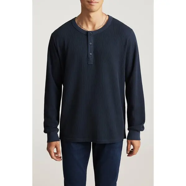 MAVI Regular Fit Waffle Knit Cotton Henley